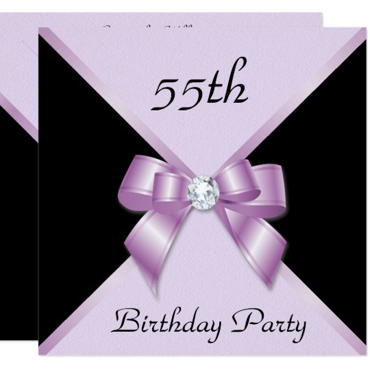 Classy Elegance Lilac & Black 55th Birthday Party Invitation | Zazzle.com