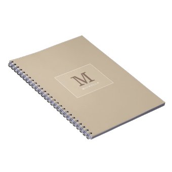 Classy Elegant Beige Custom Name Monogram Notebook | Zazzle