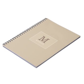 Classy Elegant Beige Custom Name Monogram Notebook | Zazzle