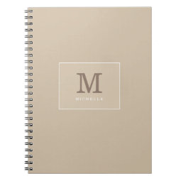 Classy Elegant Beige Custom Name Monogram Notebook | Zazzle