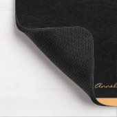 Classy elegant black leather gold monogrammed mouse pad | Zazzle