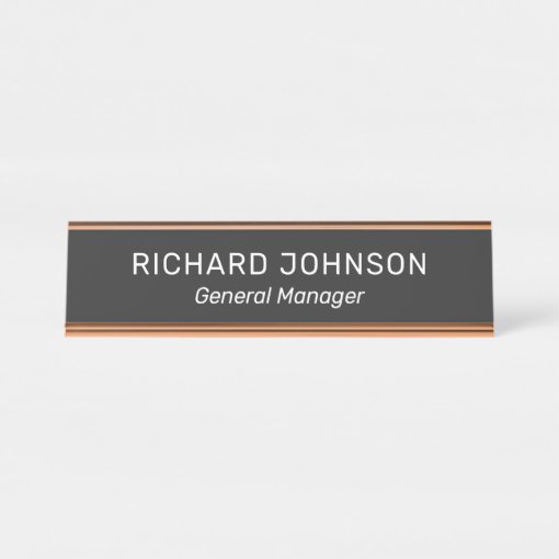 Classy Elegant Custom Name Title Employee Office Desk Name Plate | Zazzle