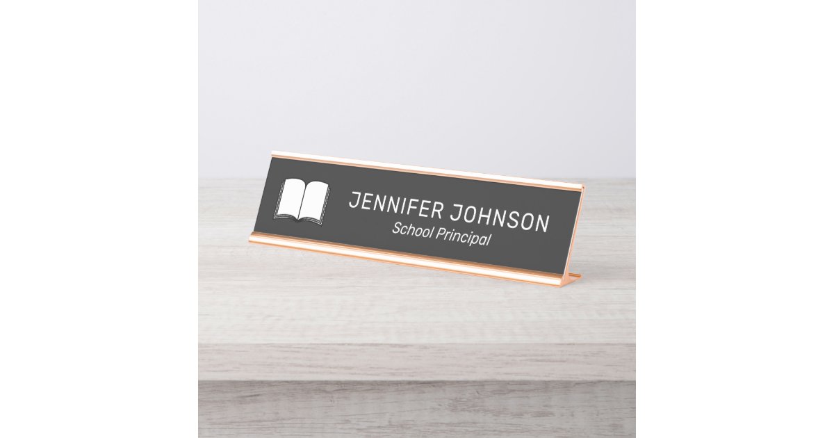 Classy Elegant Custom Name Title Logo Employee Desk Name Plate | Zazzle