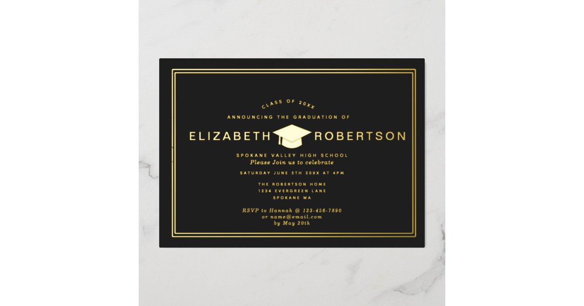 Classy Elegant Diploma Graduation Party Invitation Foil Invitation | Zazzle
