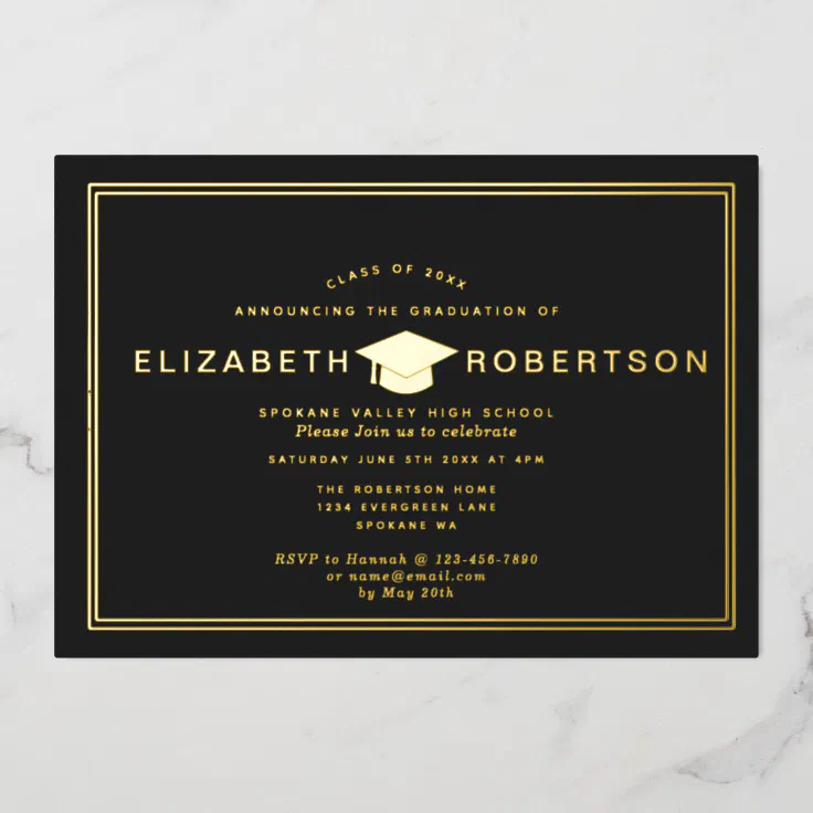 Classy Elegant Diploma Graduation Party Invitation Foil Invitation | Zazzle