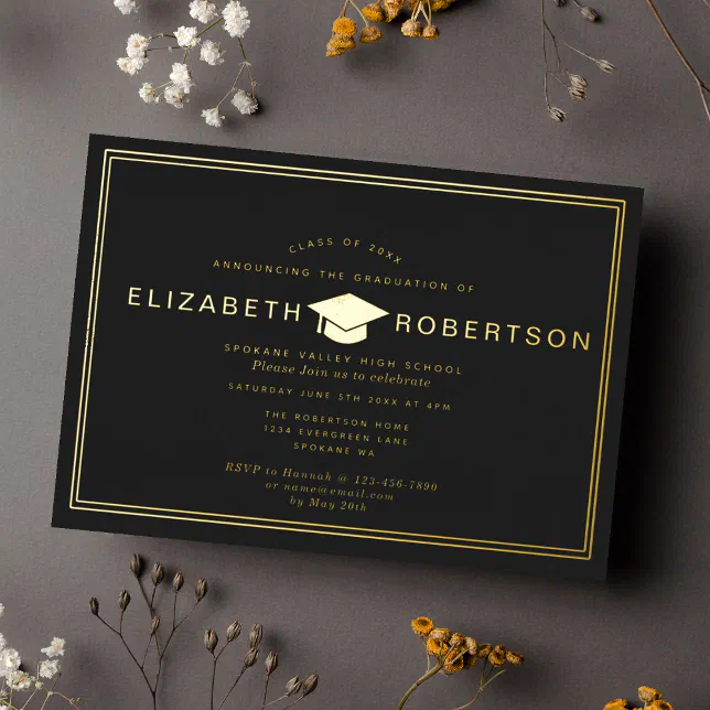 Classy Elegant Diploma Graduation Party Invitation Foil Invitation | Zazzle