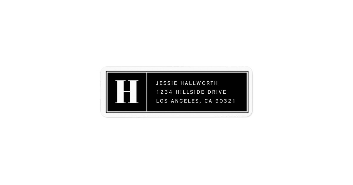 Classy Elegant Modern Black & White Return Address Label | Zazzle
