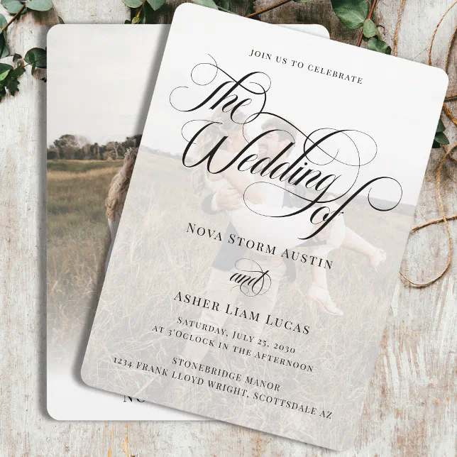 Classy Elegant Photo Overlay QR Code Wedding Invitation | Zazzle