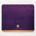 Classy elegant purple leather gold monogrammed mouse pad | Zazzle