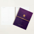 Classy elegant purple leather gold monogrammed planner | Zazzle