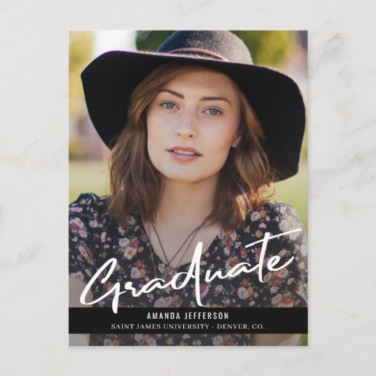 Classy elegant save the date graduation photo announcement postcard ...