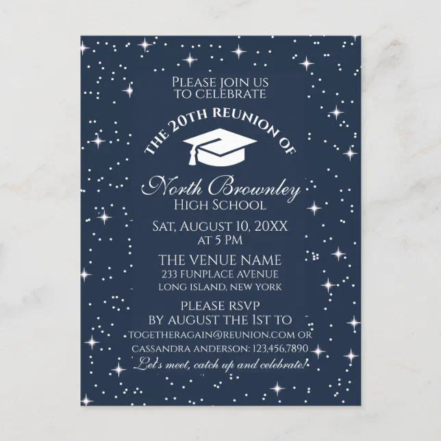 Classy, Elegant School Reunion Design Invitation Postcard | Zazzle
