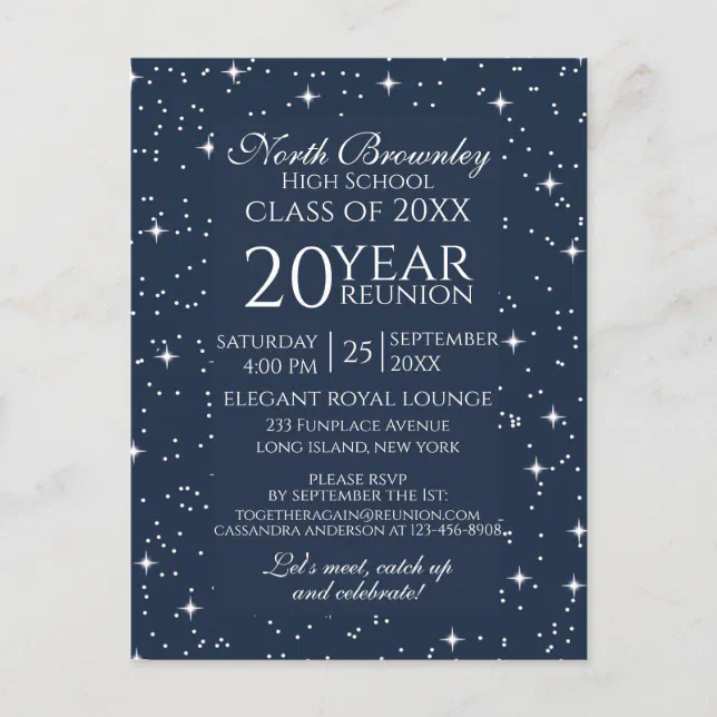 Classy, Elegant School Reunion Design Invitation Postcard | Zazzle