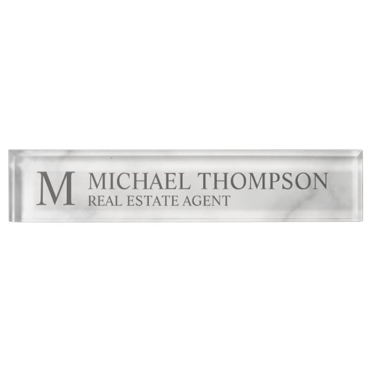 Classy Elegant White Marble Nameplate | Zazzle.com