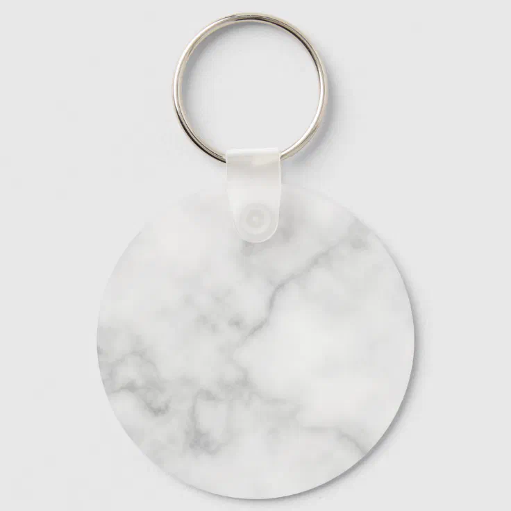 Classy Elegant White Marble Pattern Keychain | Zazzle