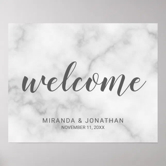 Classy Elegant White Marble Wedding Welcome Sign | Zazzle