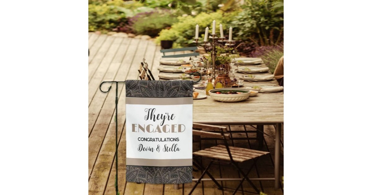 Classy! Engagement party Garden Flag | Zazzle