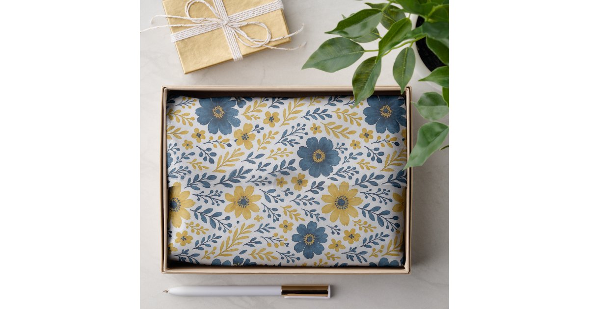 Classy Ethnic Mediterranean Floral Art Pattern Tissue Paper | Zazzle