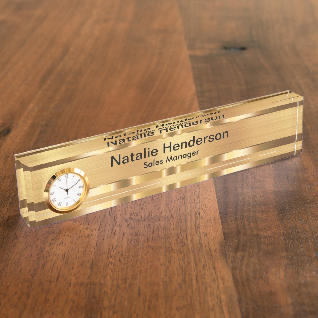 Classy Executive Gift Gold Tone Desk Name Plate | Zazzle