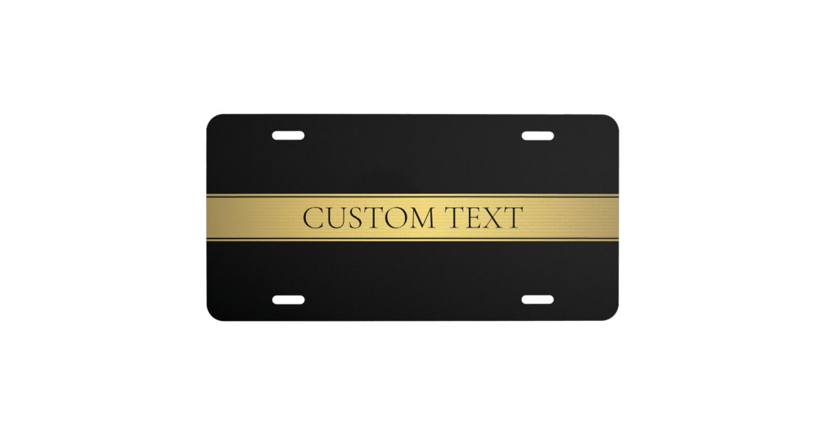 Classy Faux Gold Stripe & Black Background or DIY License Plate | Zazzle