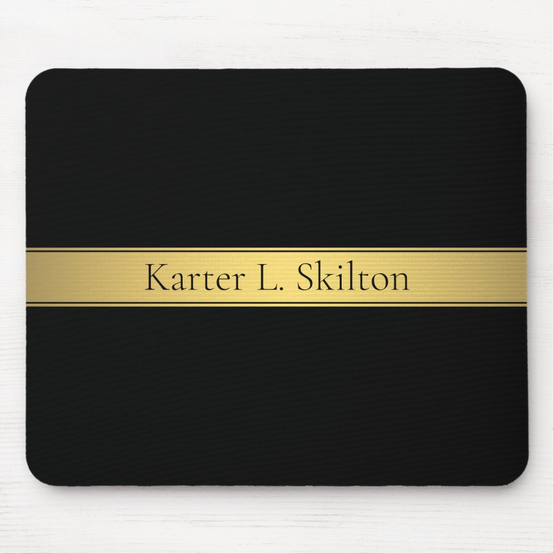 Classy Faux Gold Stripe & Black Background or DIY Mouse Pad | Zazzle