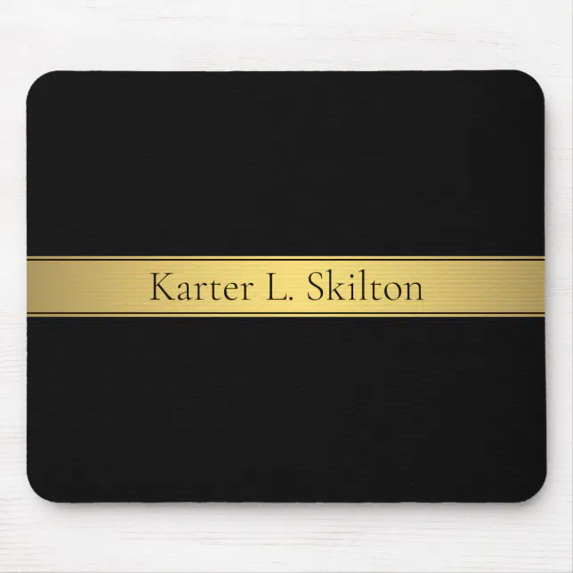 Classy Faux Gold Stripe & Black Background or DIY Mouse Pad | Zazzle