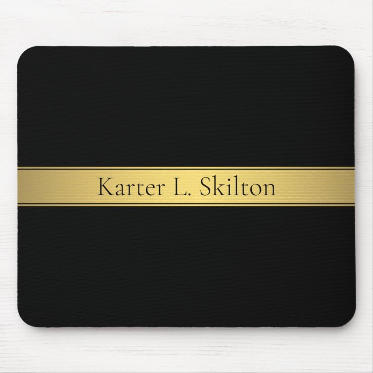 Classy Faux Gold Stripe & Black Background or DIY Mouse Pad | Zazzle