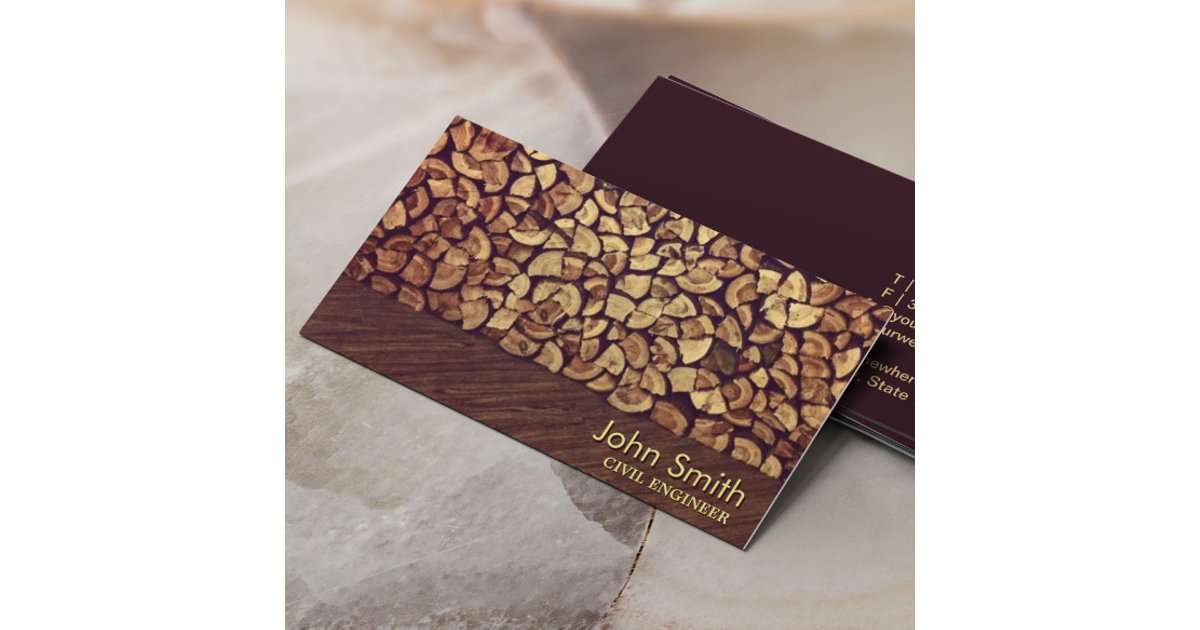 Classy Firewood Civil Engineer Business Card | Zazzle