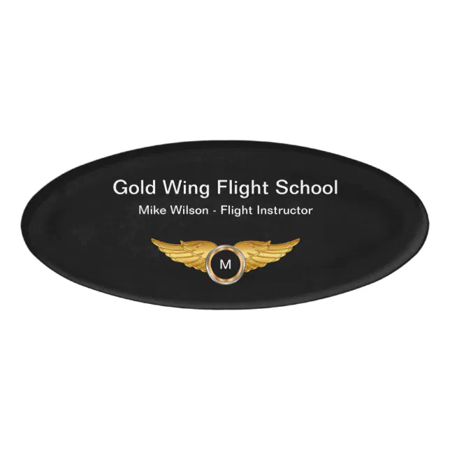 Classy Flight School Or Airline Staff Name Tag | Zazzle