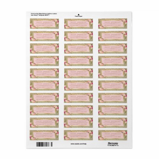 Classy Floral Pink Gold Glitter Sparkles Label | Zazzle
