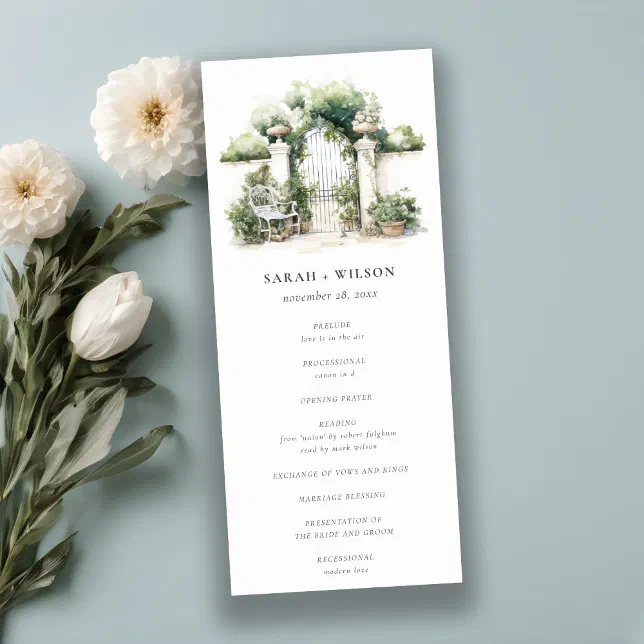 Classy French Garden Landscape Wedding Program | Zazzle