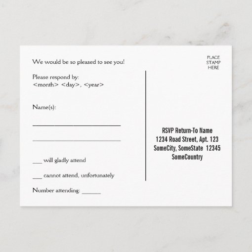 Classy & Glamorous "rsvp" Postcard | Zazzle