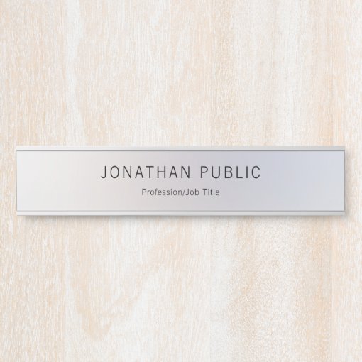 Classy Glamour Silver Template Elegant Modern Long Door Sign | Zazzle