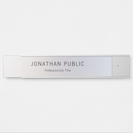 Classy Glamour Silver Template Elegant Modern Long Door Sign | Zazzle