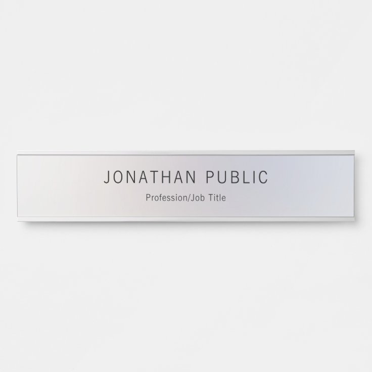 Classy Glamour Silver Template Elegant Modern Long Door Sign | Zazzle