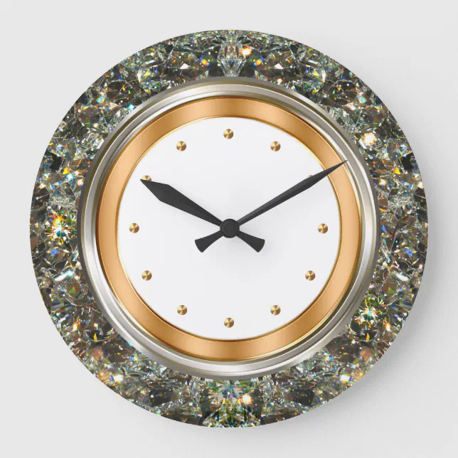 Classy Glitzy Bling Style Wall Large Clock | Zazzle