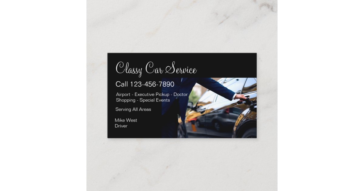 Classy Glossy Car Service Uber Driver Business Card | Zazzle