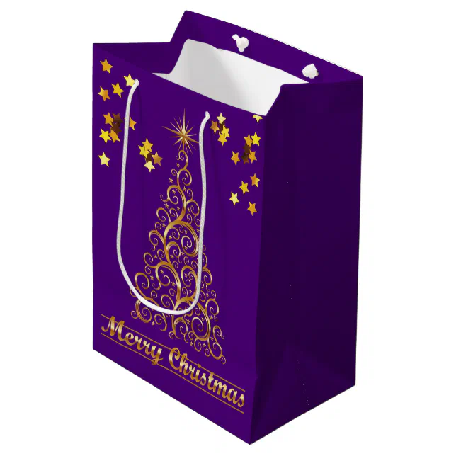 Classy Gold Abstract Christmas Tree Gift Bag | Zazzle