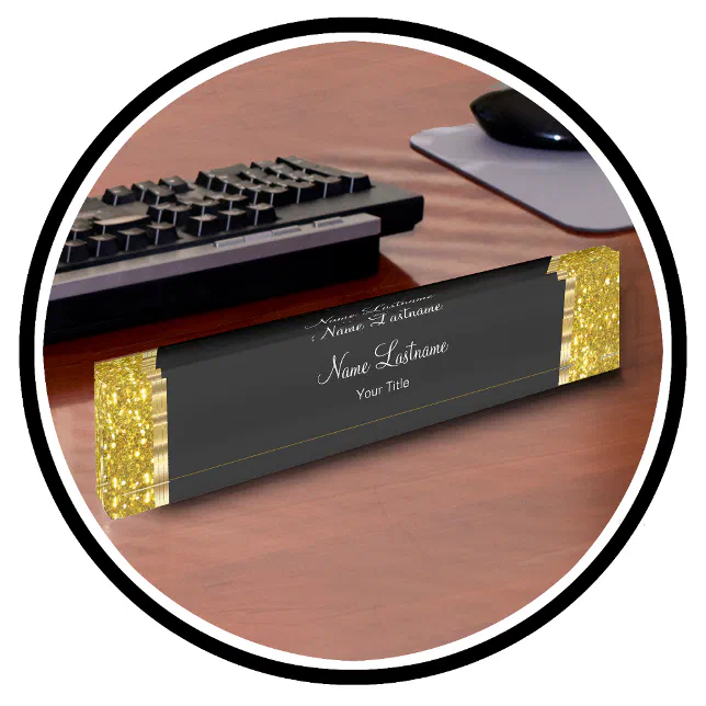 Classy Gold And Glitter Executive Office Desk Name Plate | Zazzle