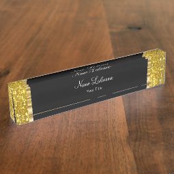 Classy Gold And Glitter Executive Office Desk Name Plate | Zazzle