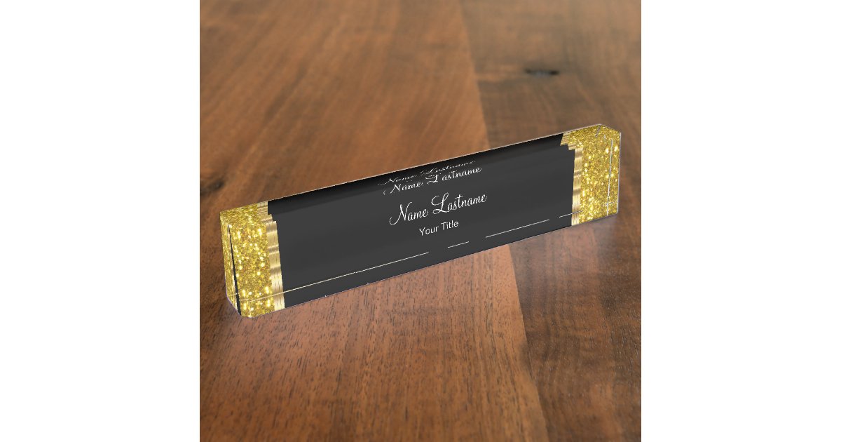 Classy Gold And Glitter Executive Office Desk Name Plate | Zazzle