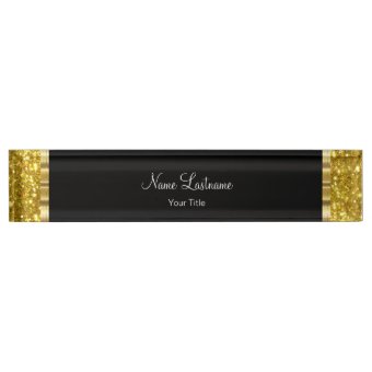 Classy Gold And Glitter Executive Office Desk Name Plate | Zazzle