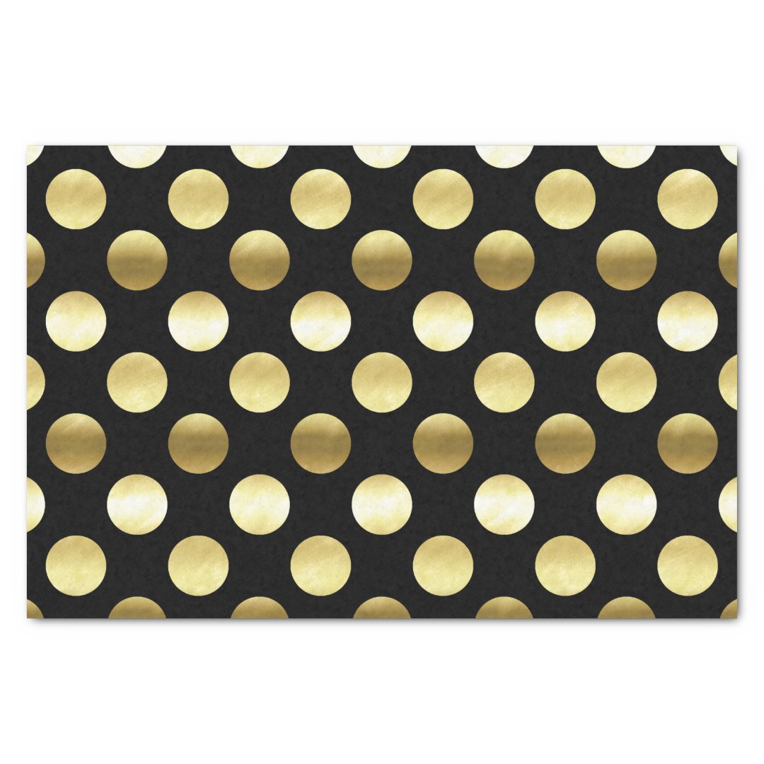 Classy Gold Foil Polka Dots Black Tissue Paper | Zazzle
