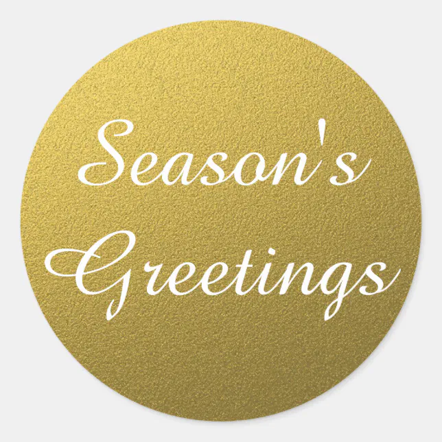 Classy Gold Foil Seasons Greetings Christmas Classic Round Sticker | Zazzle