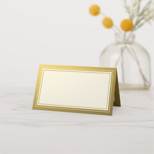 Classy Gold Glitter Border Anniversary Blank Place Card | Zazzle