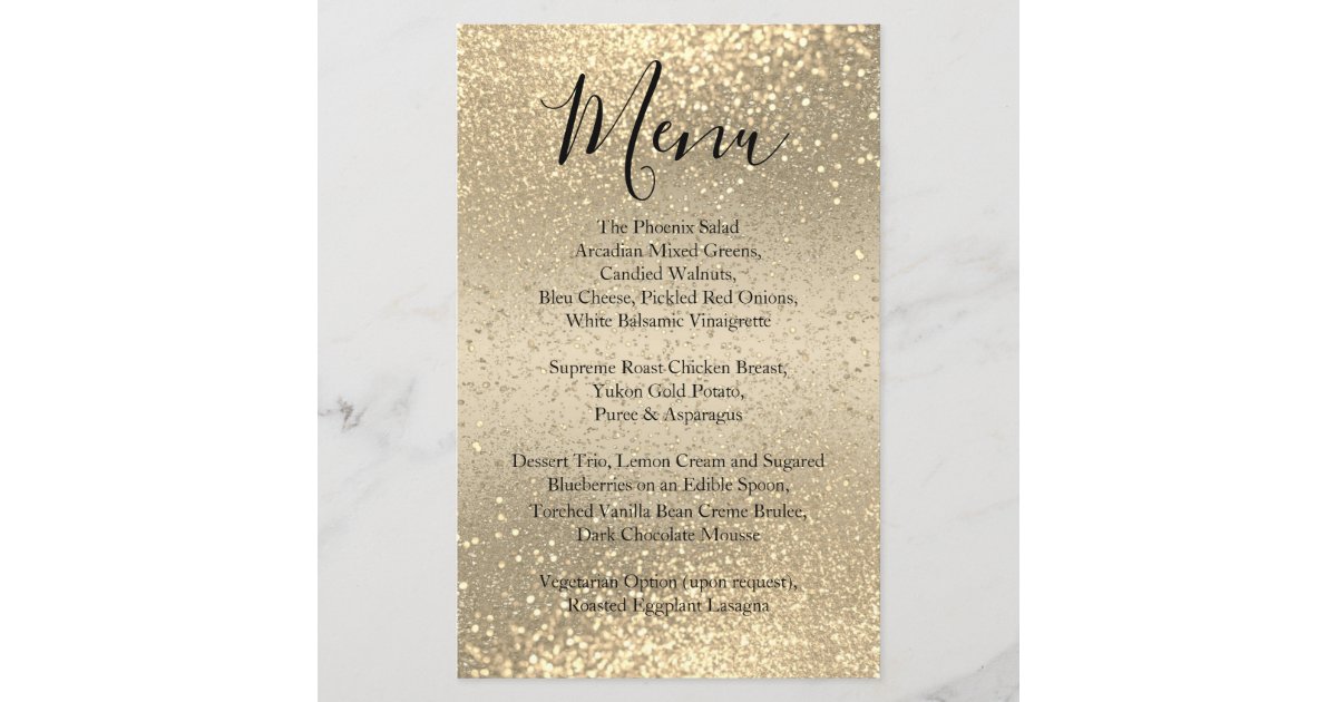 Classy Gold Glitter - Menu | Zazzle