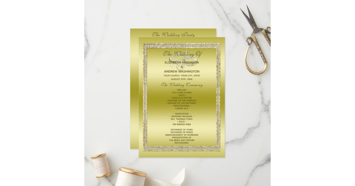 Classy Gold Glitter & Wedding Rings Program | Zazzle