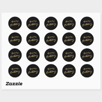 Classy Gold Happy Birthday Classic Round Sticker | Zazzle
