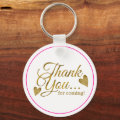 Classy Gold Pink 100th Birthday Thank You Favor Keychain | Zazzle