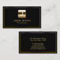 Classy Gold Stamp Producer Dark Business Card | Zazzle